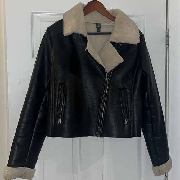 wild fable | Jackets & Coats | Wild Fable Sherpa Lined Faux Leather Moto Jacket | Poshmark